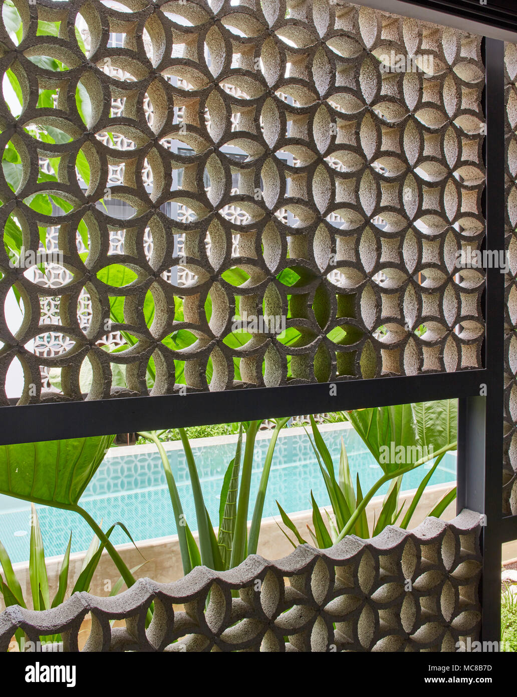 View around ornate brick wall. Merida House 2, Merida, Mexico ...