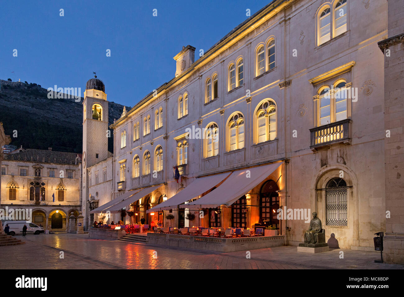 clock tower, Loggia Square, old town, Dubrovnik, Croatia Stock Photo ...