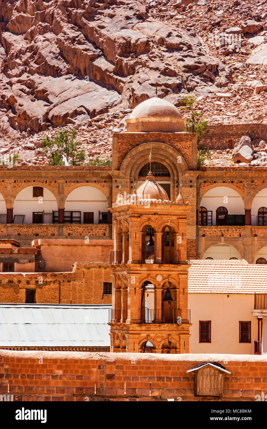 Beautiful view of bellfry of Saint Catherine's Monastery in Sinai ...