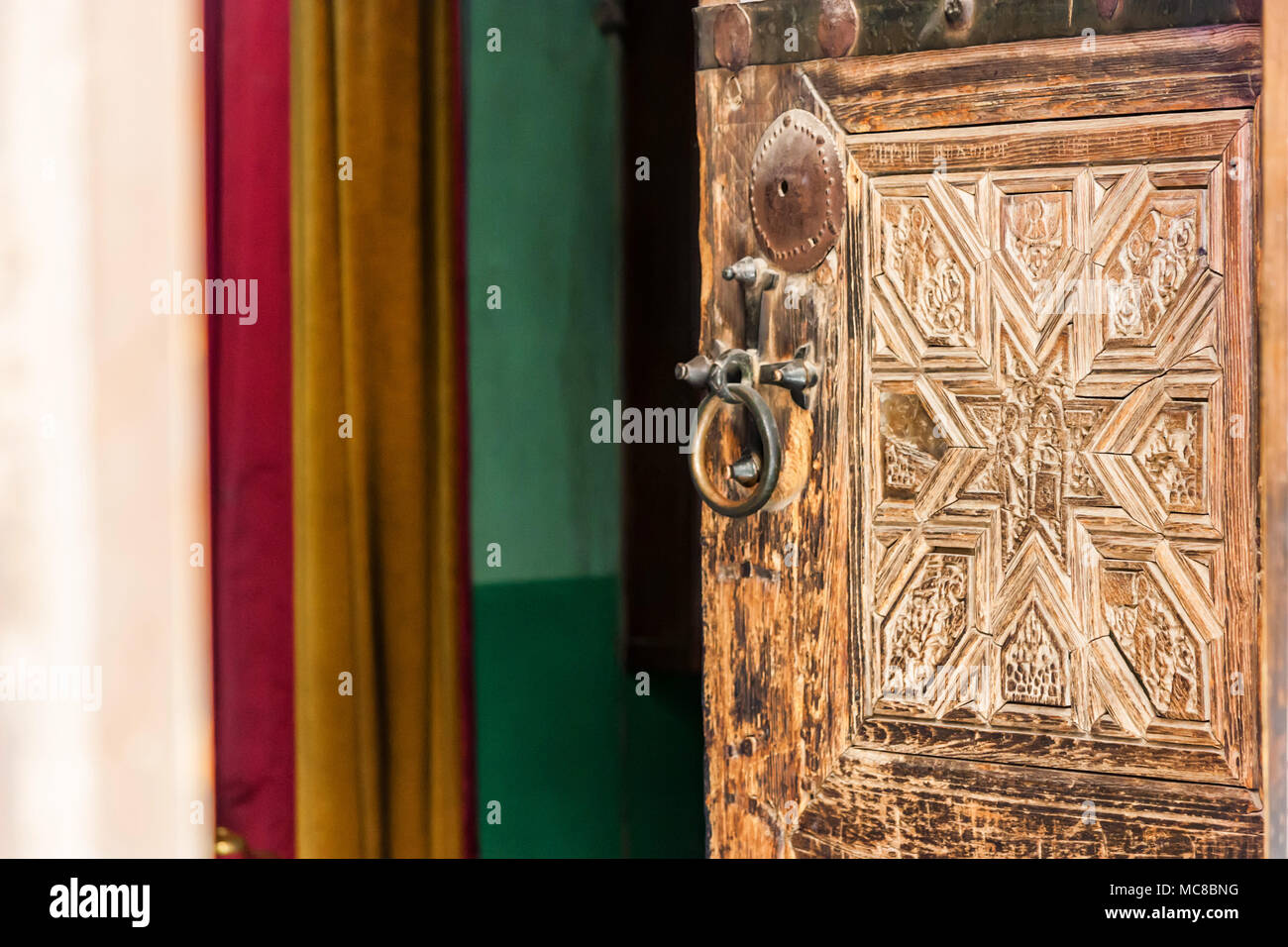View of ancient wooden door in it in Saint Catherine's Monastery in ...