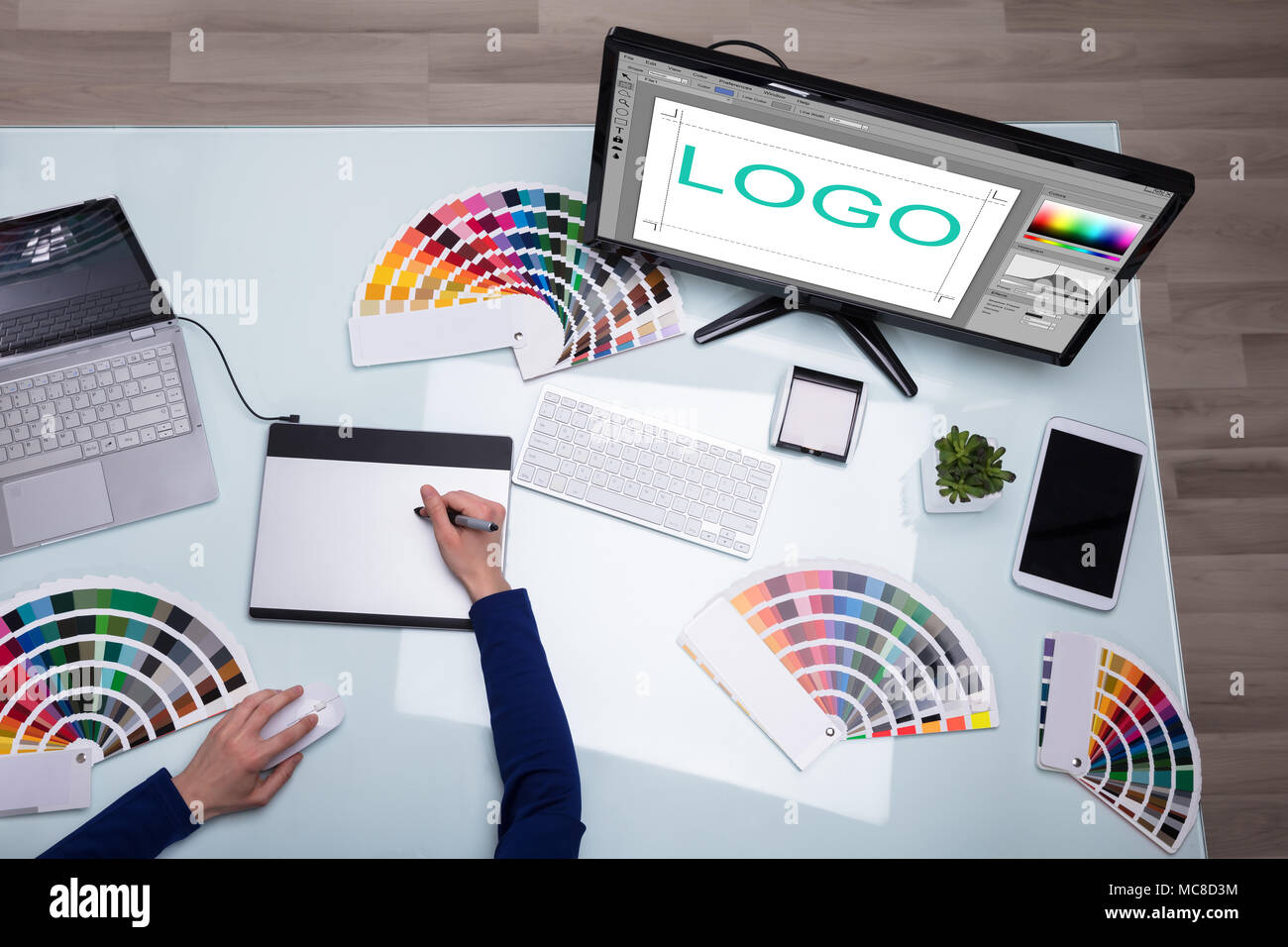 Top view female designer working hi-res stock photography and images ...