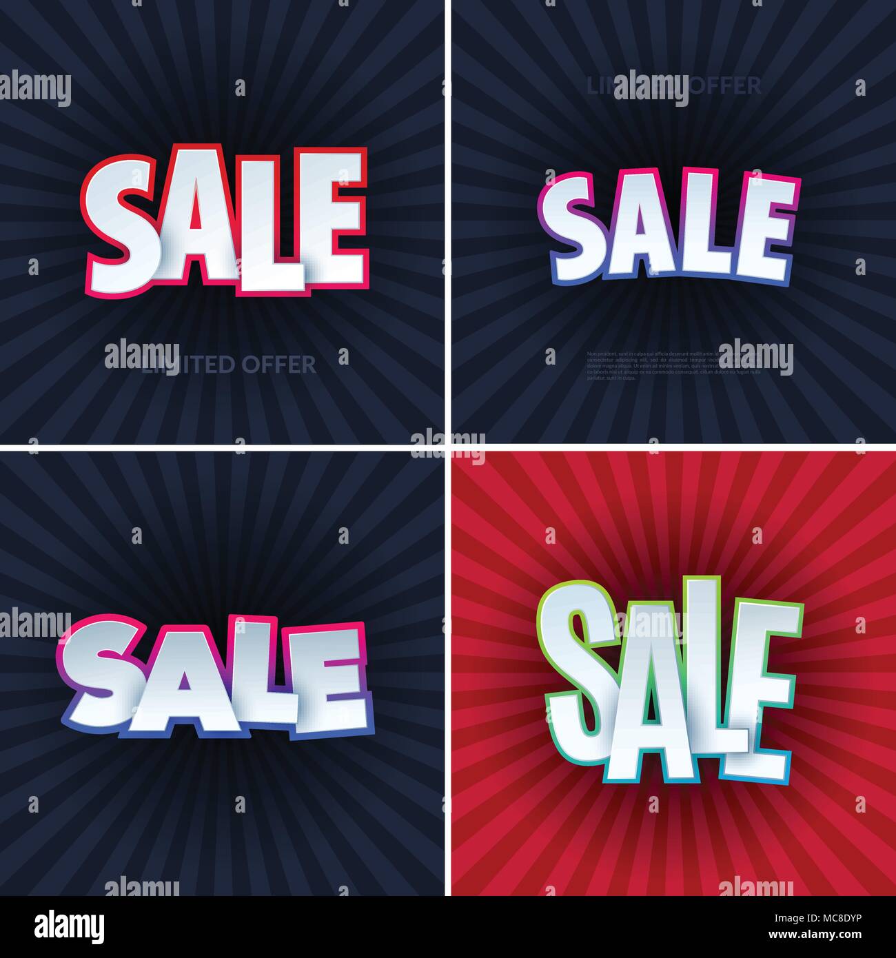 Set of sale banner template design. Special offer, colourful letters ...