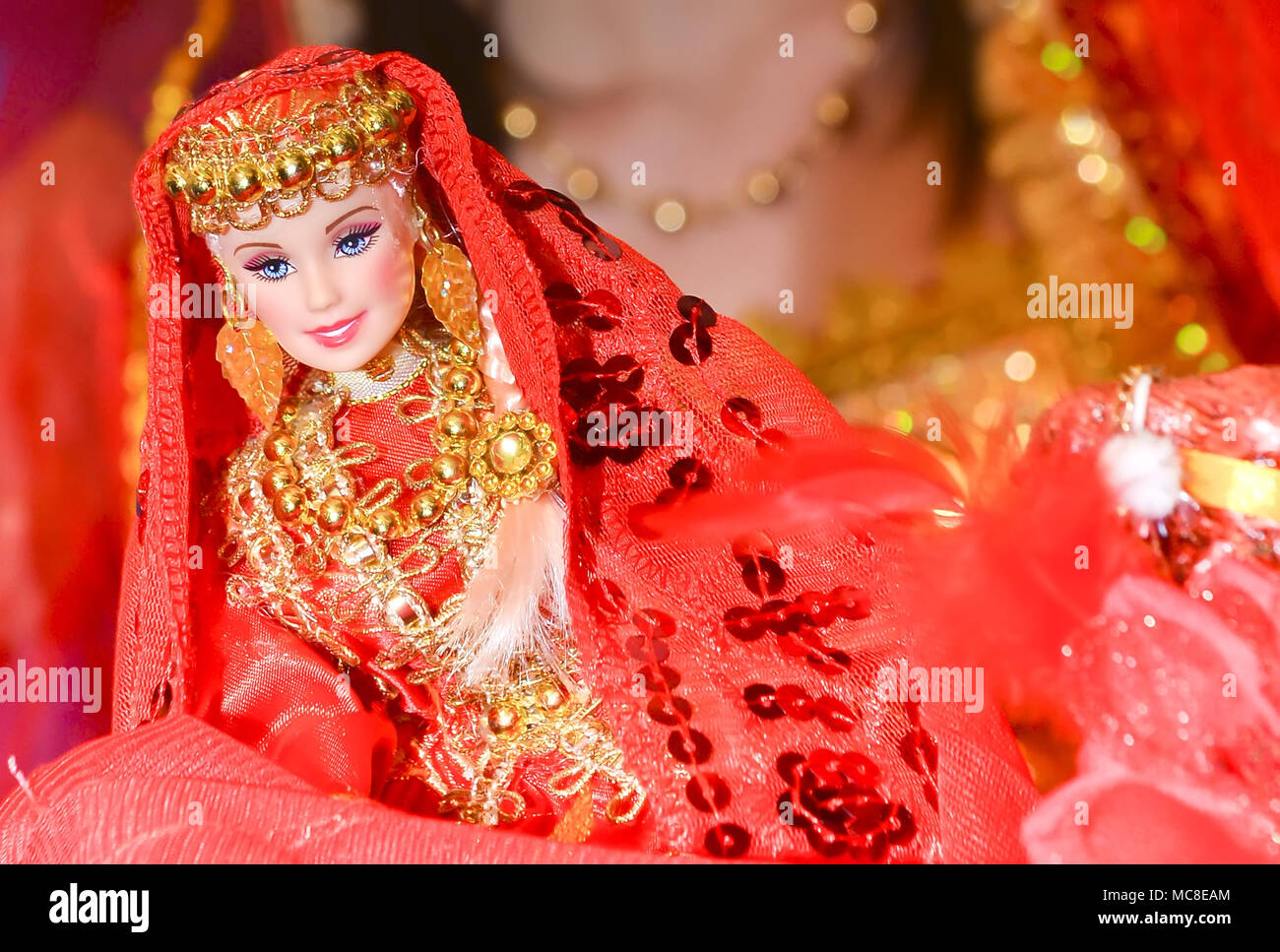 Red puppet dresses .Henna puppet . Henna doll . Henna dress Stock Photo ...