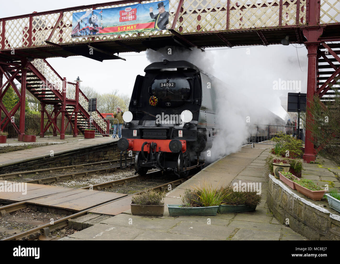 Steam train leaving platform, City of wells steam locomotive at ...