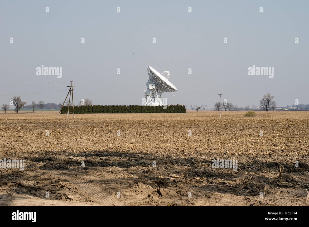 Antenna in the astronomical observatory. Space observation devices in a ...