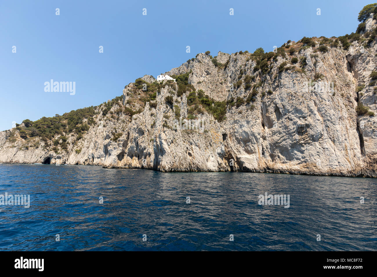 View from the boat on the cliff coast of Capri Island, Italy Stock ...