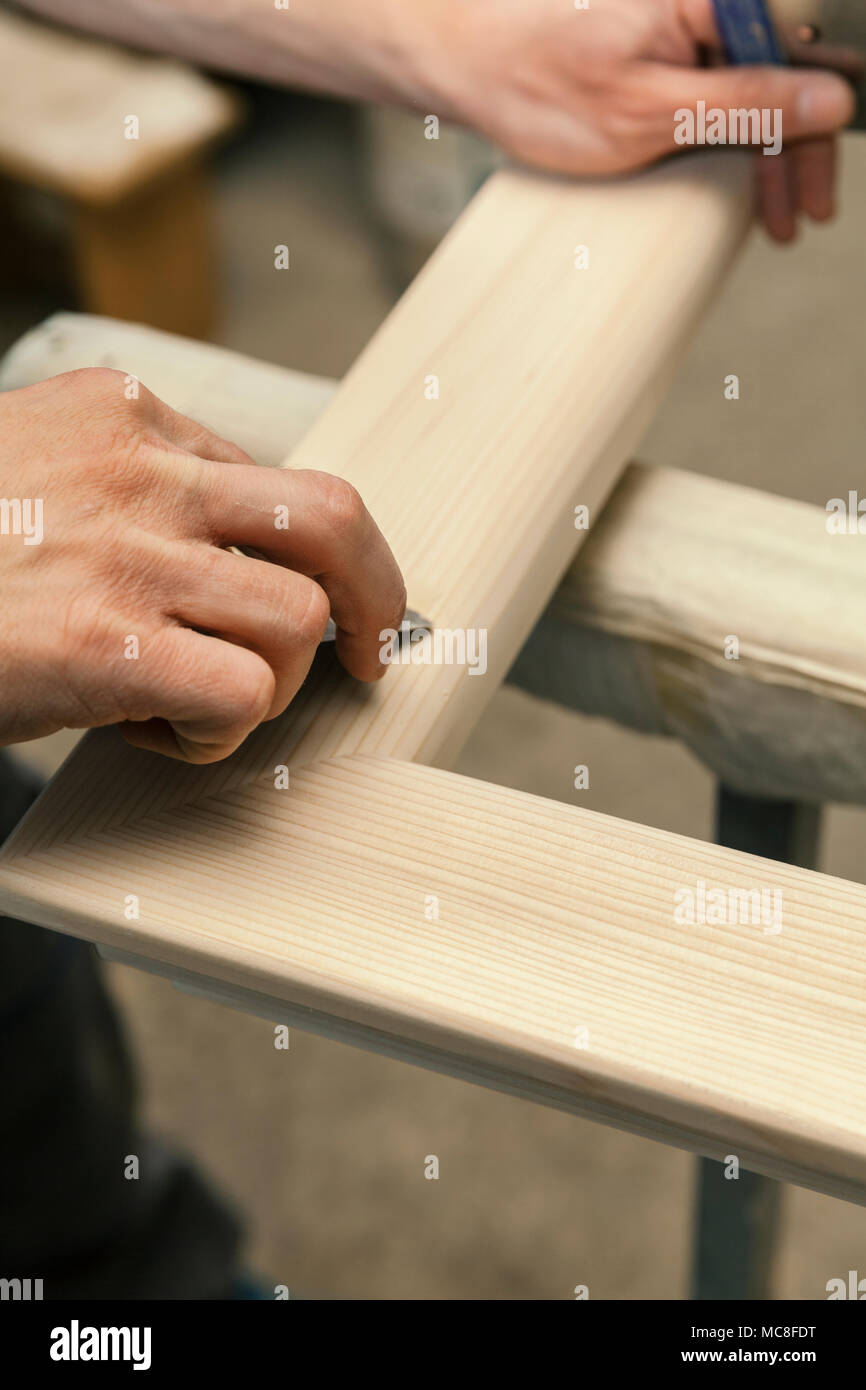 wood working machine, making a wooden window Stock Photo - Alamy