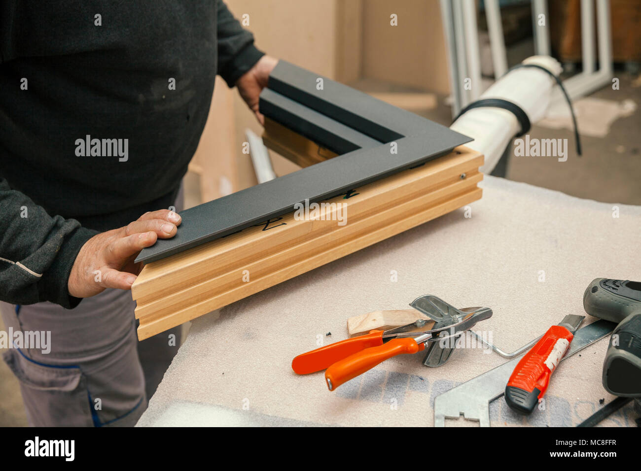 part of wooden window detail, close up isolated Stock Photo - Alamy