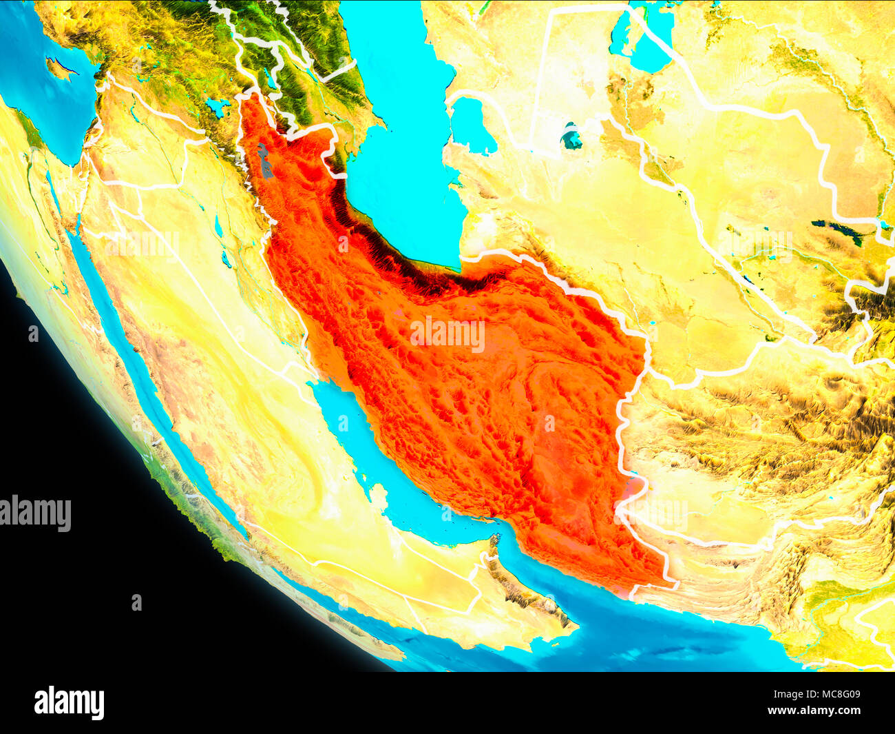 Highlighted satellite image of iran hi-res stock photography and images ...
