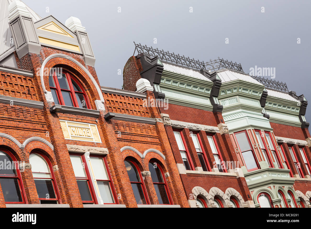 Heritage red brick architecture in downtown Victoria, British Columbia ...