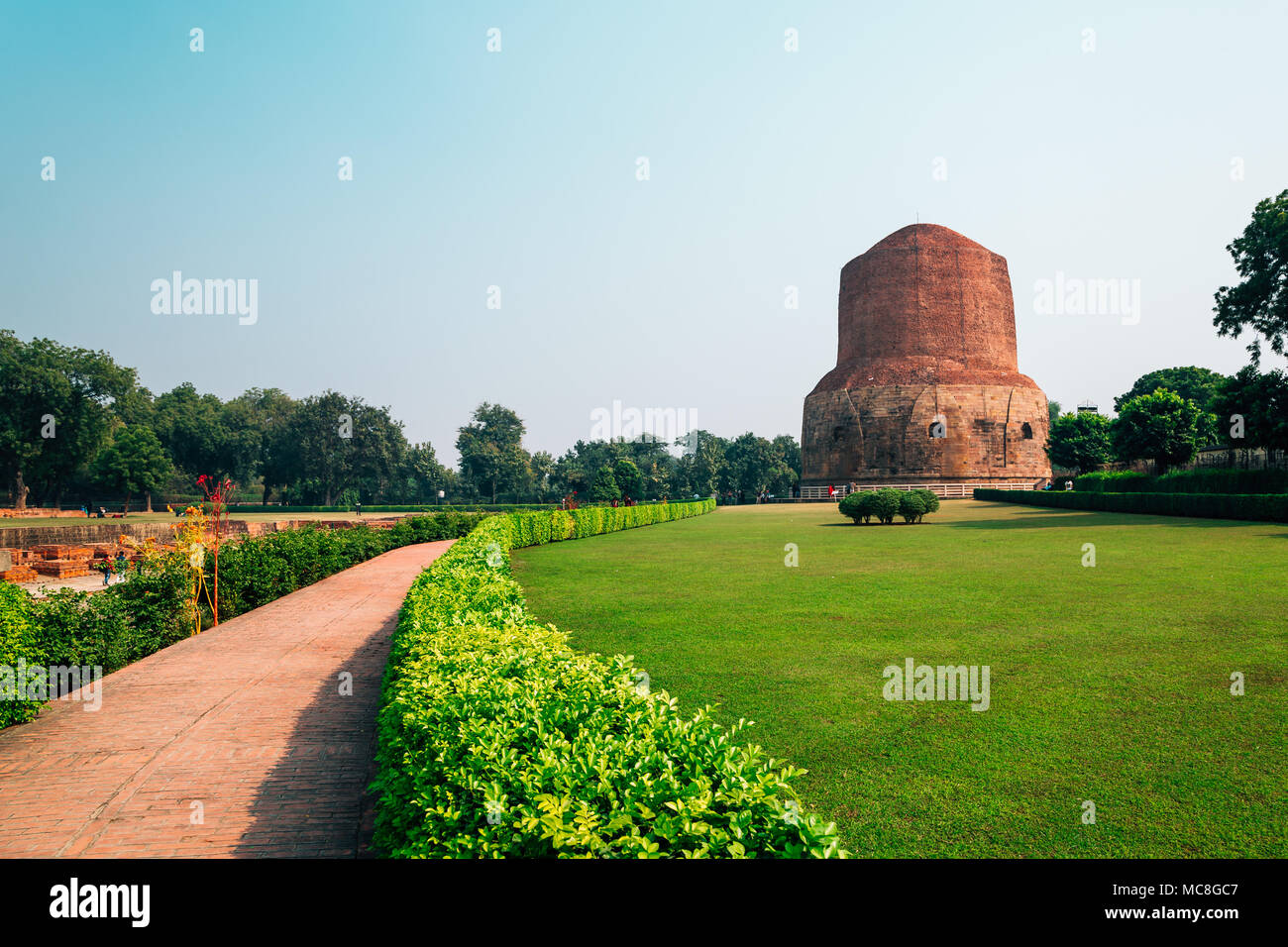 Dhamekh Stupa Sarnath ancient ruins in Varanasi, India Stock Photo - Alamy