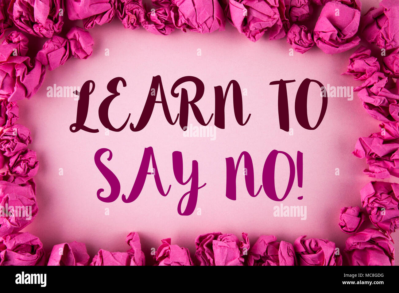 Writing note showing Learn To Say No Motivational Call. Business photo ...