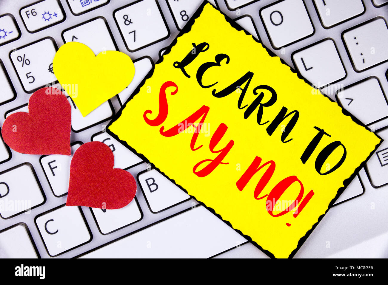 Writing note showing Learn To Say No Motivational Call. Business photo ...