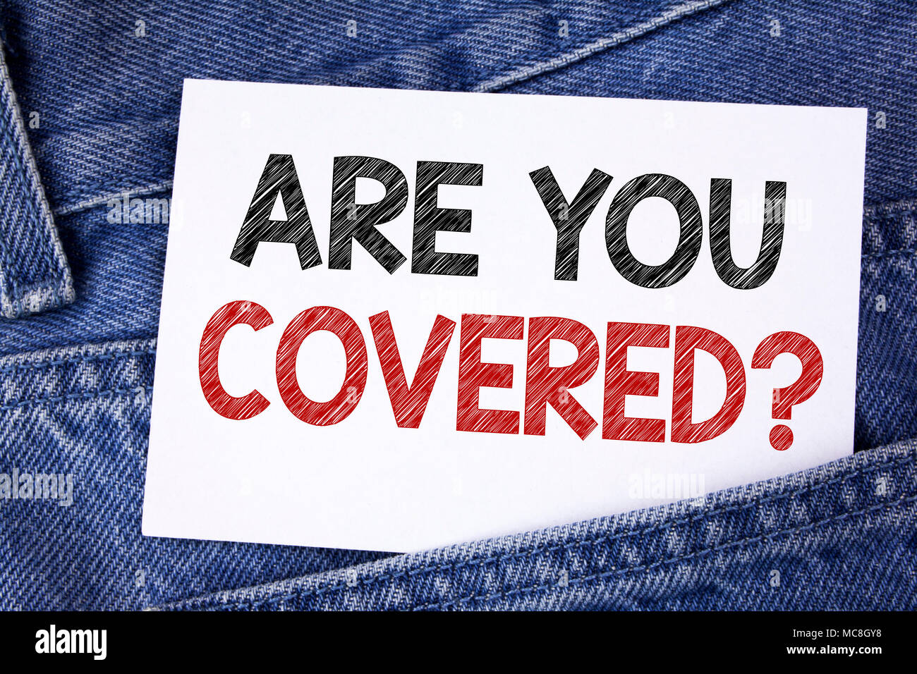 Text sign showing Are You Covered Question. Conceptual photo Health ...