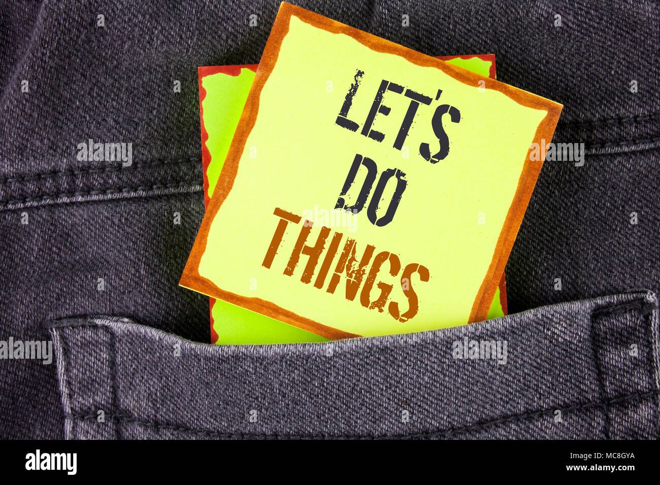 Handwriting text writing Let Us Do Things. Concept meaning Try ...