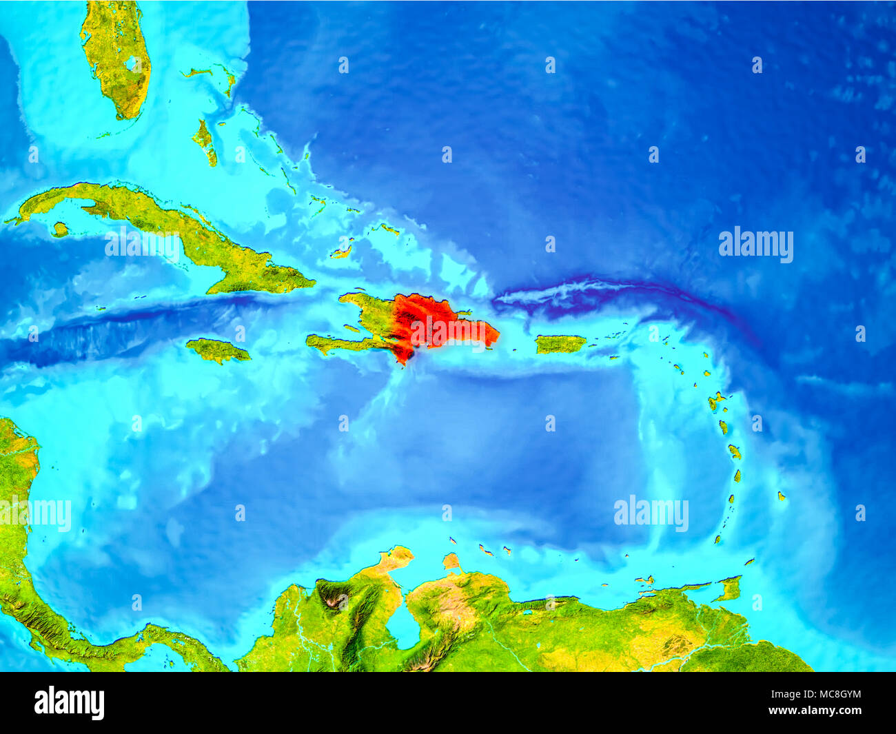 Dominican republic 3d satellite map hi-res stock photography and images ...