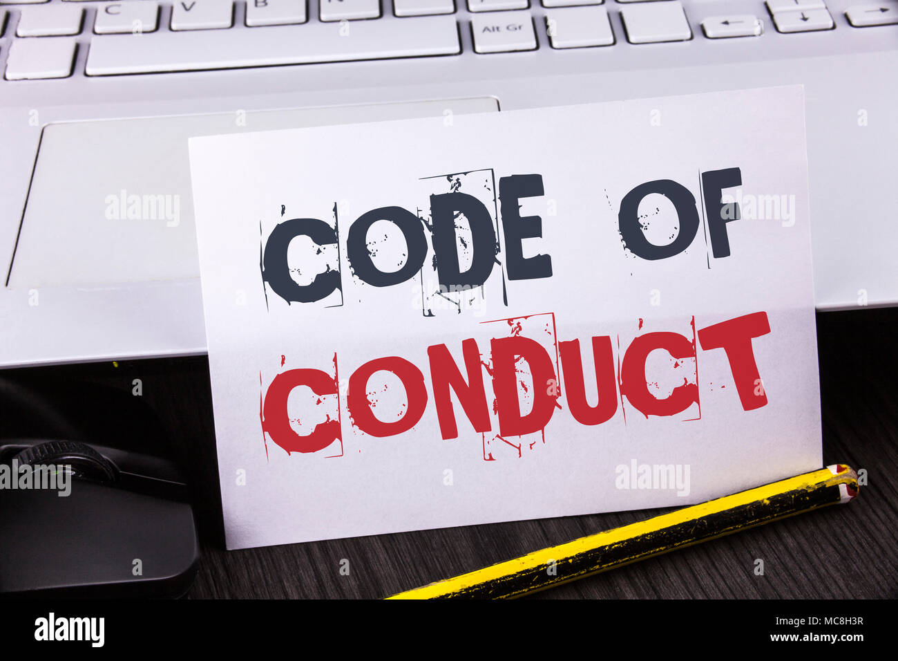 Text sign showing Code Of Conduct. Conceptual photo Follow principles ...