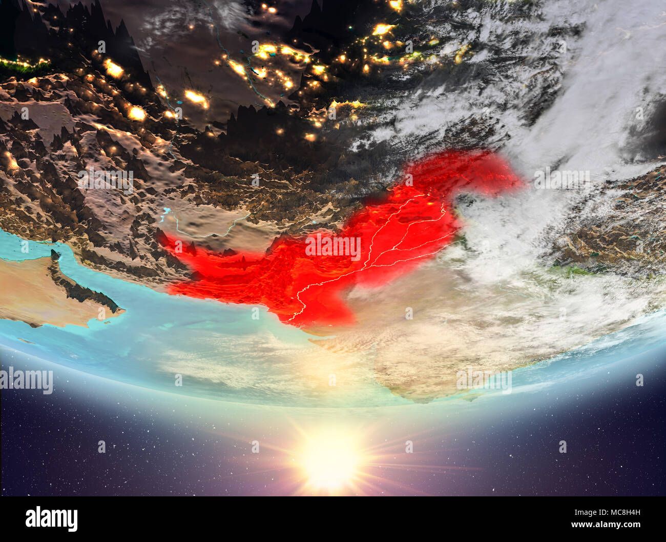 Highlighted satellite image of pakistan hi-res stock photography and ...