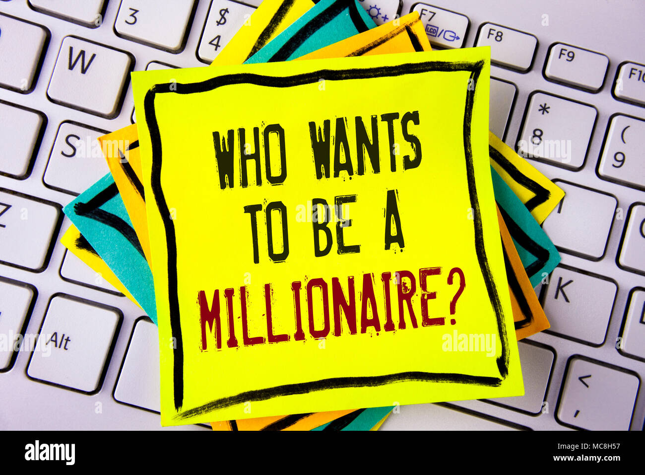Writing note showing who Wants To Be A Millionaire Question. Business ...