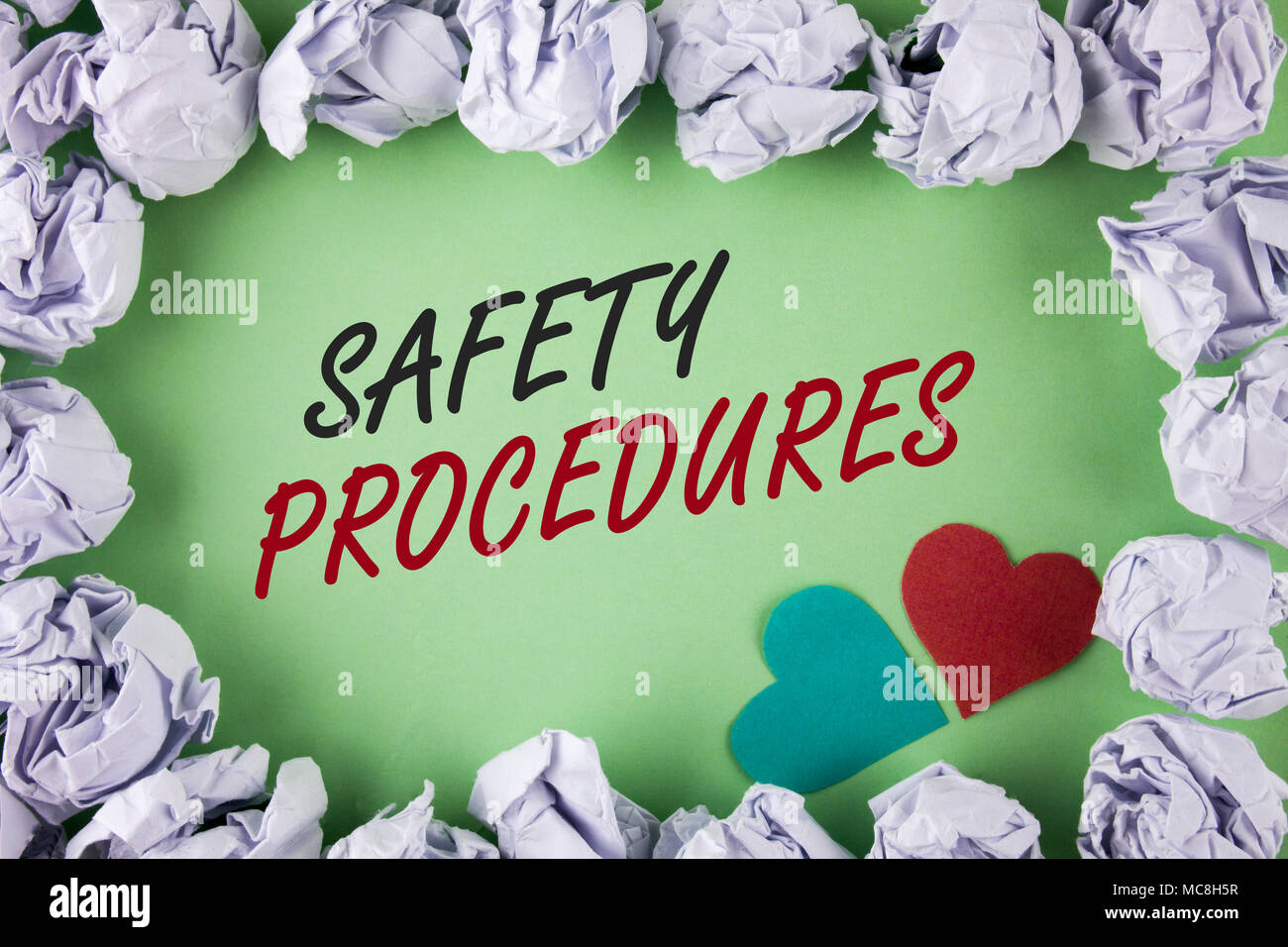 Text sign showing Safety Procedures. Conceptual photo Follow rules and ...