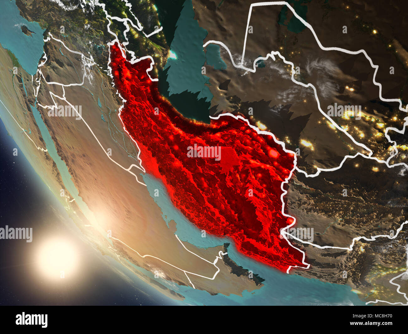 Satellite view iran map borders hi-res stock photography and images - Alamy
