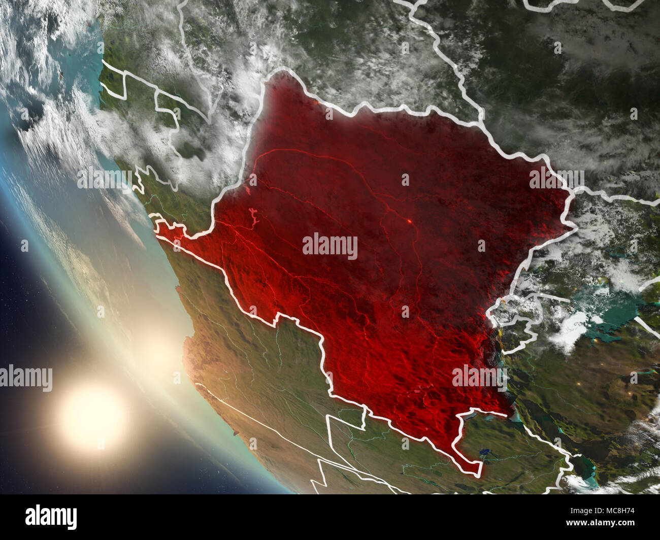 Illustration of Democratic Republic of Congo as seen from Earth’s orbit ...