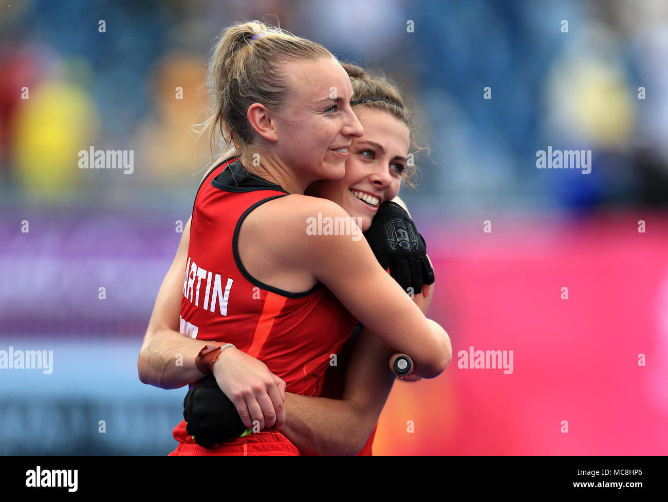 England's Hannah Martin (left) and Anna Toman celebrate victory against ...