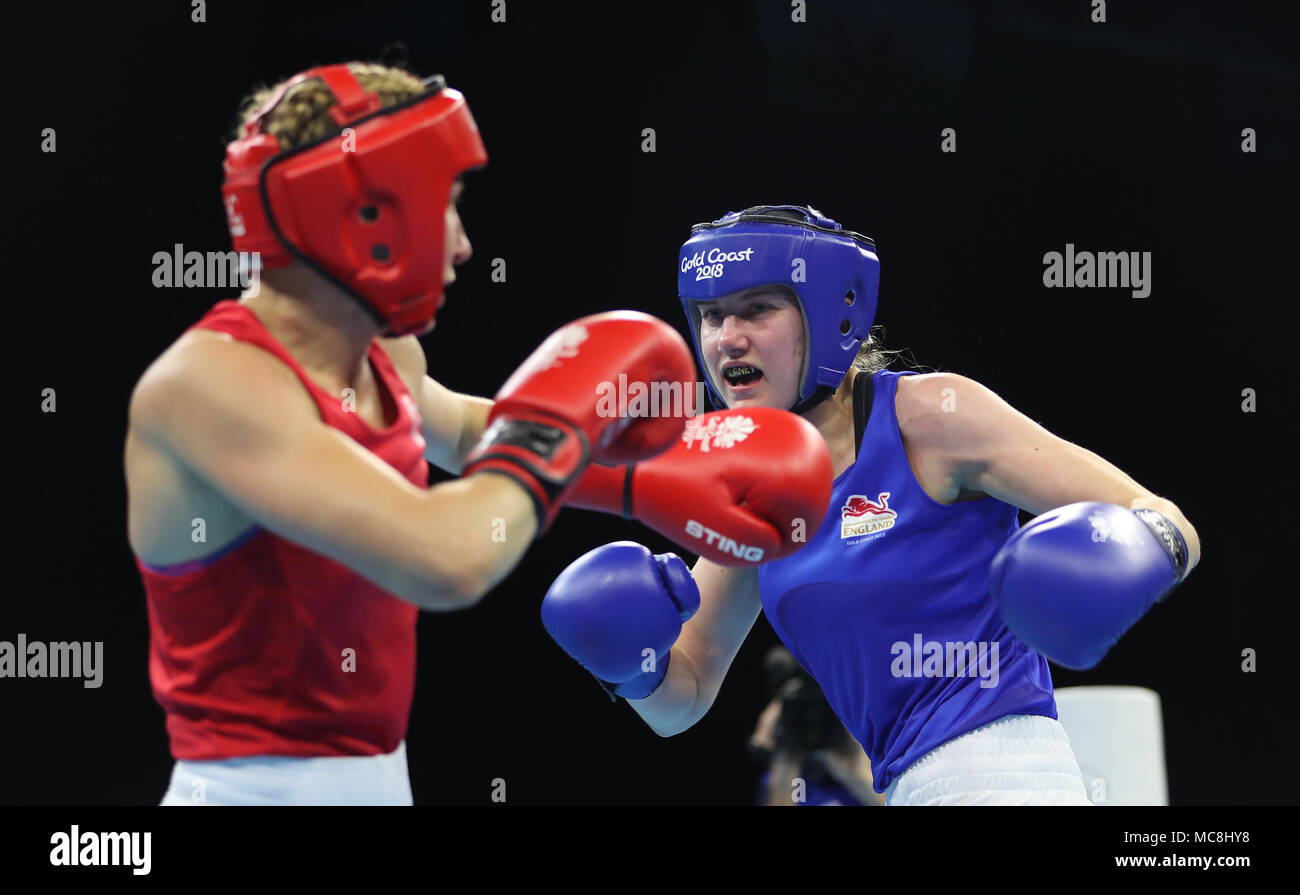 England's Paige Murney (right) and Australia's Anja Stridsman in the ...