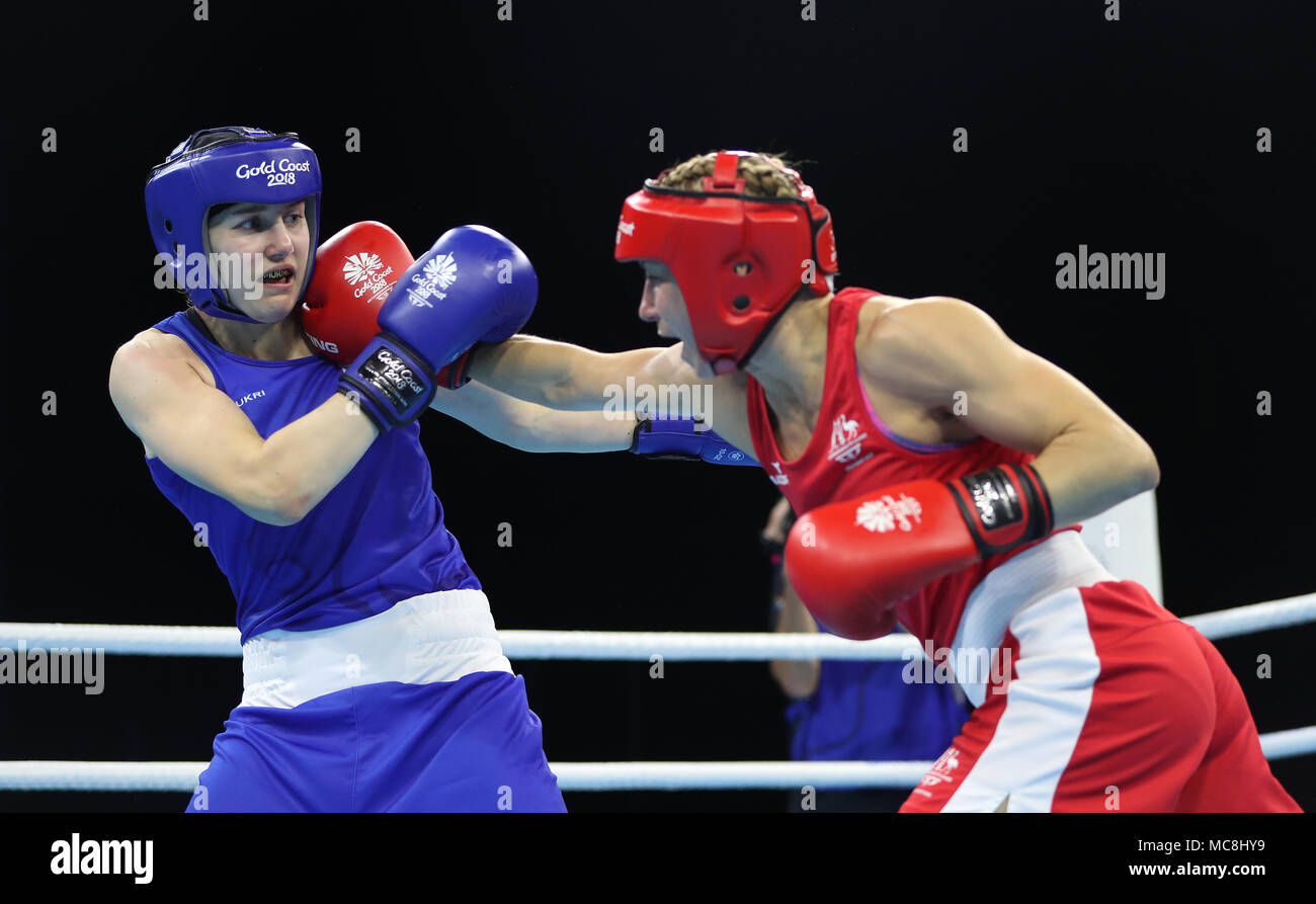England's Paige Murney (left) and Australia's Anja Stridsman in the ...