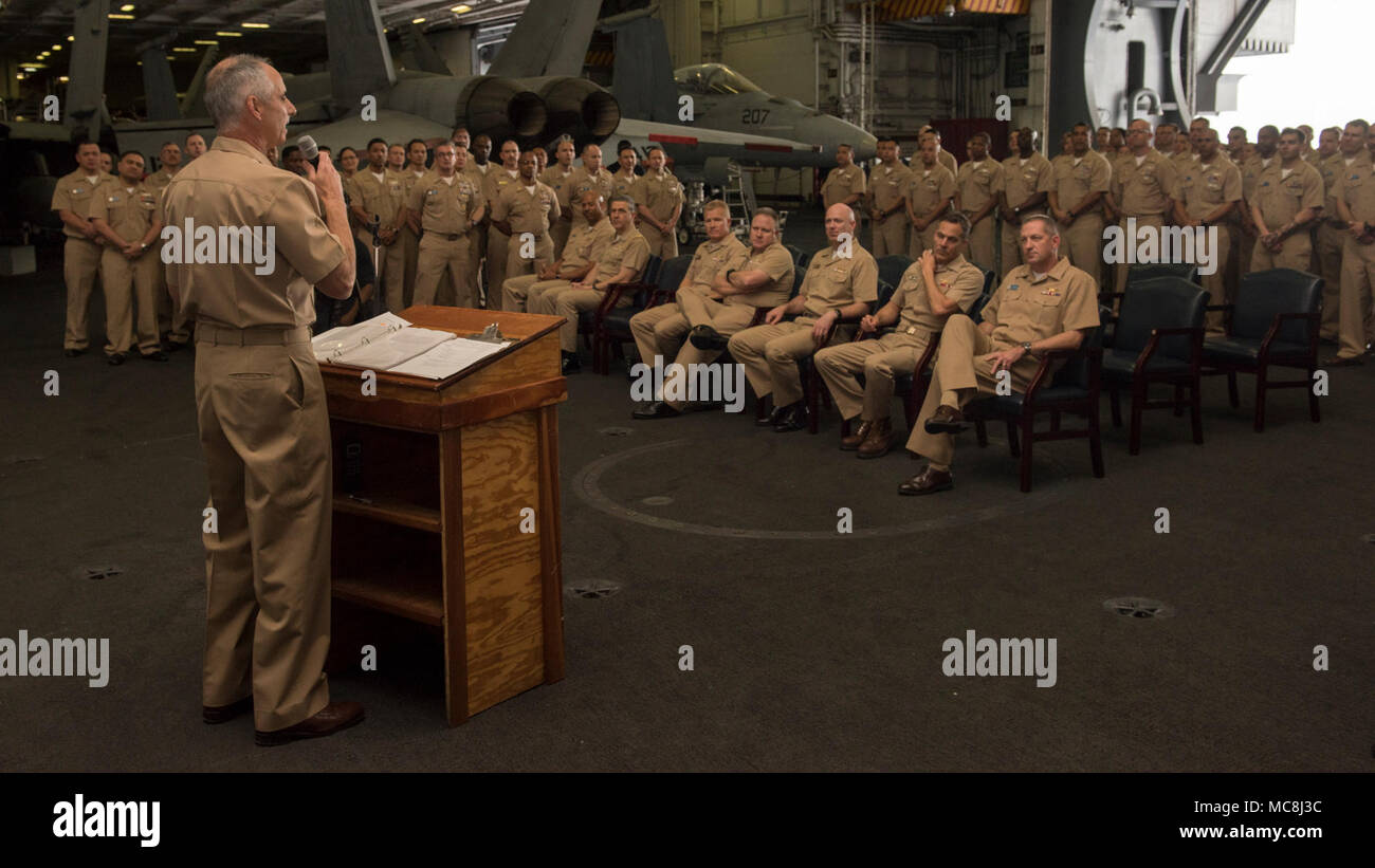 PACIFIC OCEAN (April 1, 2018) Capt. Doug Verissimo, commanding officer ...