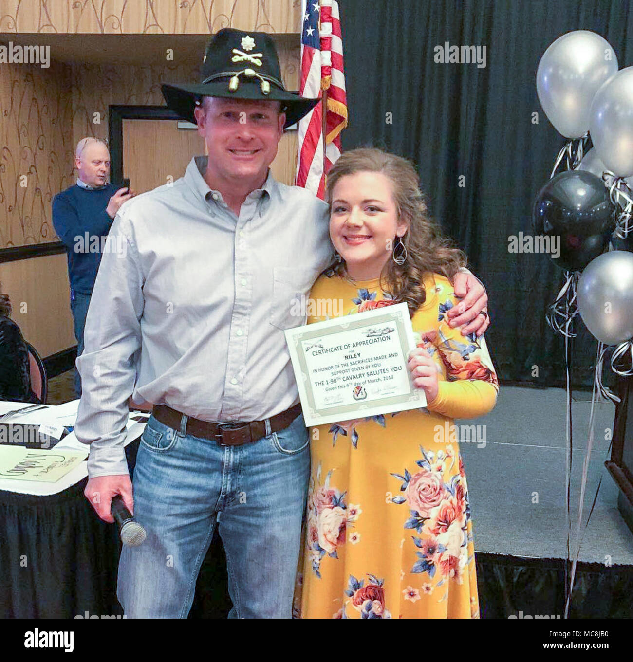 From left, Lt. Col. Glen Adams and his daughter, Riley, pose for a ...