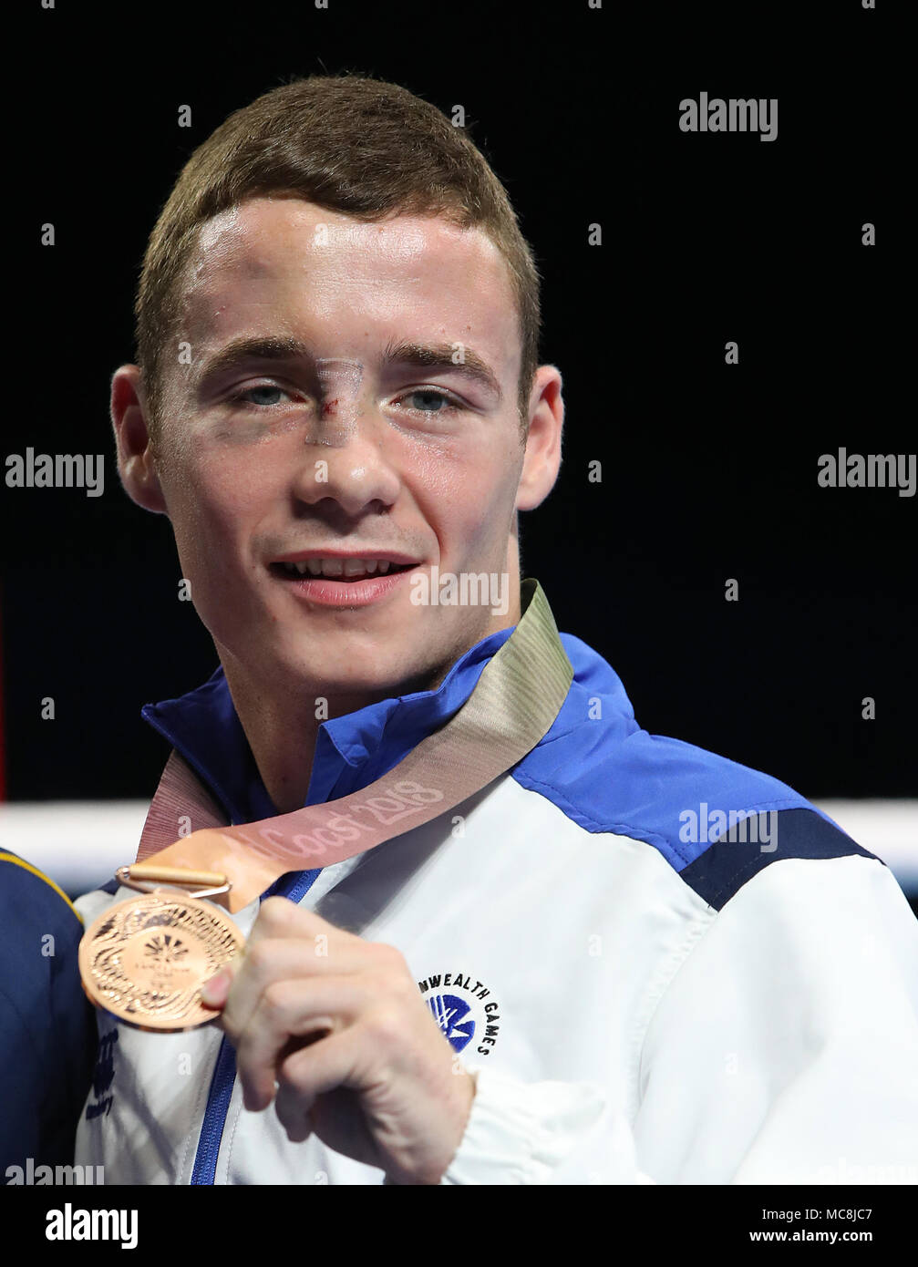 Scotland's Reece McFadden celebrates with bronze in the Men's Flyweight ...