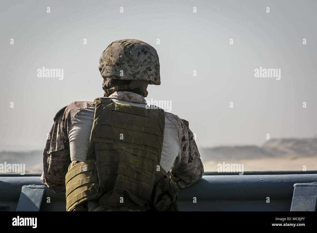SUEZ CANAL (March 27, 2018) Marine Corps 1st Lt. Isaac Seals, a platoon ...
