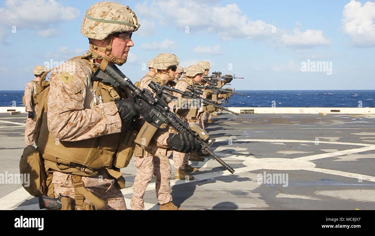 MEDITERRANEAN SEA (March 28, 2018) Marines and Sailors assigned to ...