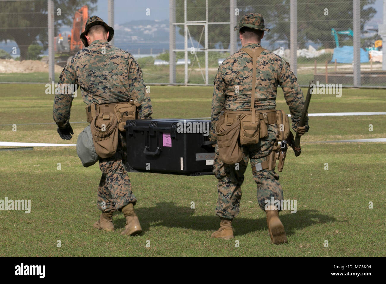 Marines with Combat Logistics Battalion 31 set up stations for food and ...