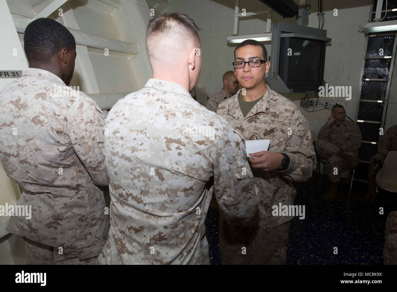 U.S. Marine Corps Lance Cpl. Christian Rios, an administrative ...