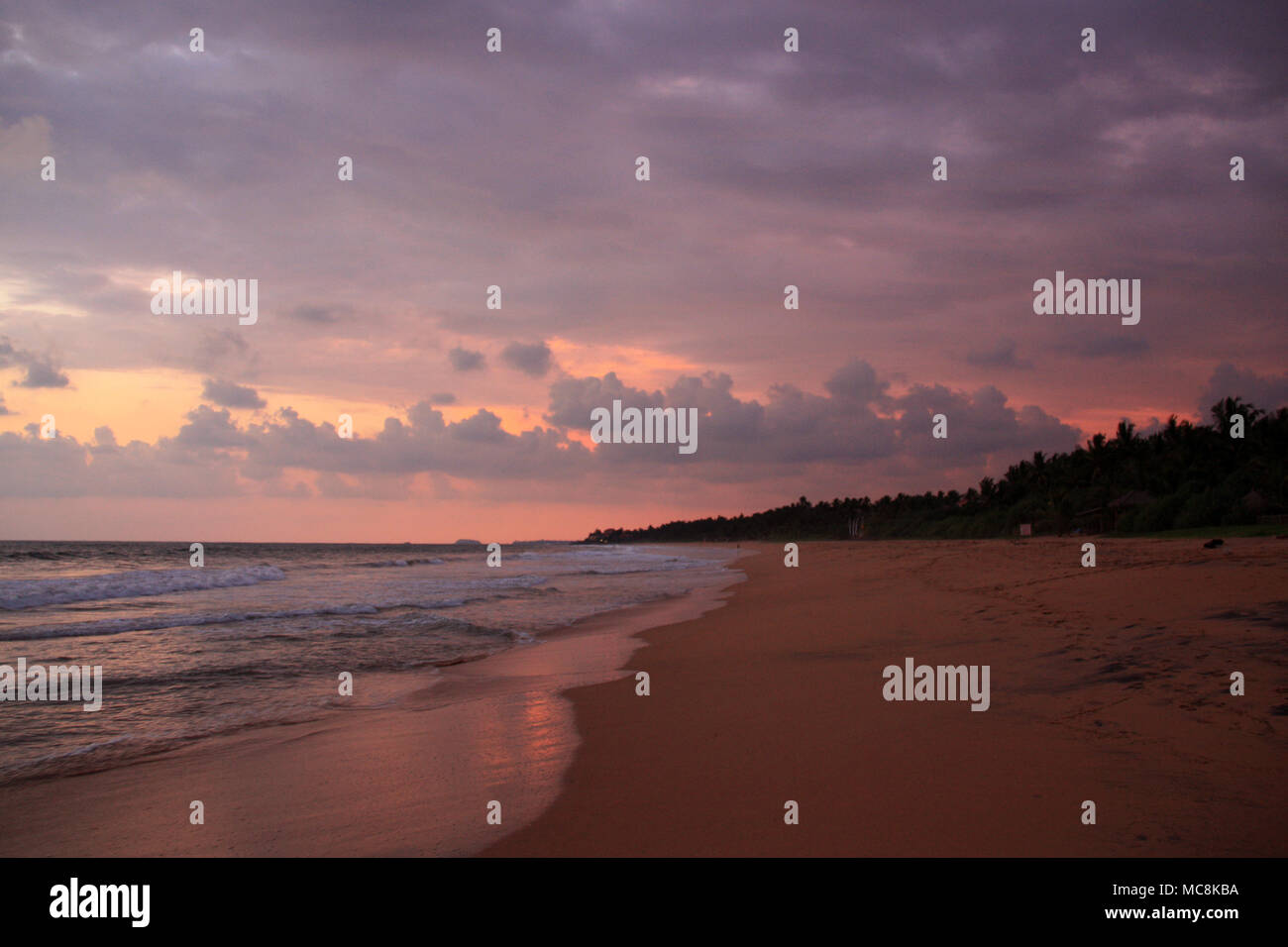Spectacular sunset at a beautiful beach in Bentota, Sri Lanka Stock ...