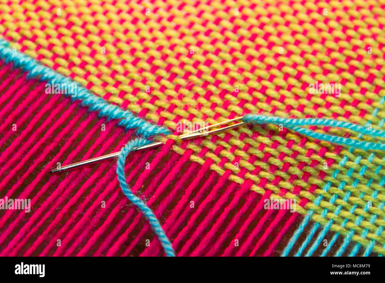 woven texture background on loom Stock Photo - Alamy