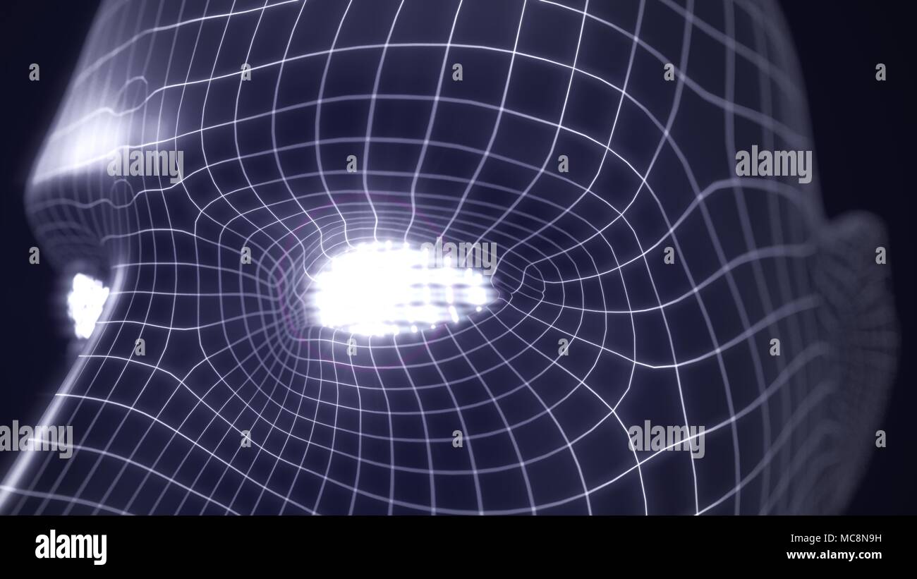 artificial intelligence concept with virtual human avatar. 3d ...