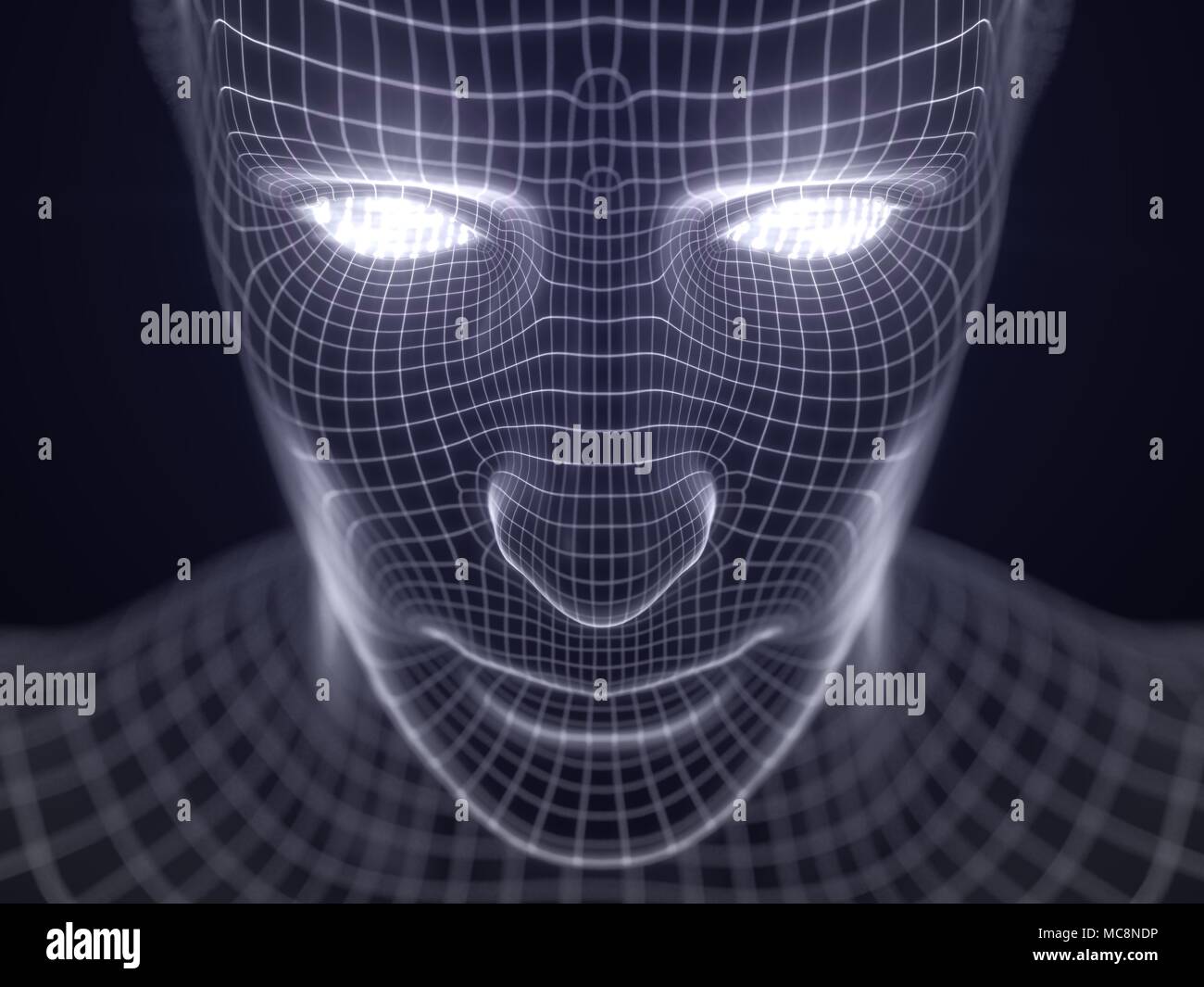artificial intelligence concept with virtual human avatar. 3d ...