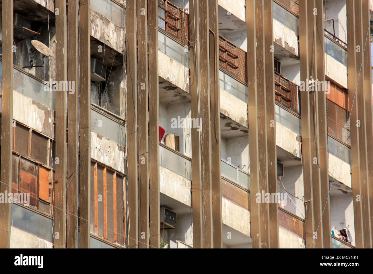 Balconies on an worker's apartment building in Jeddah, Kingdom of Saudi ...