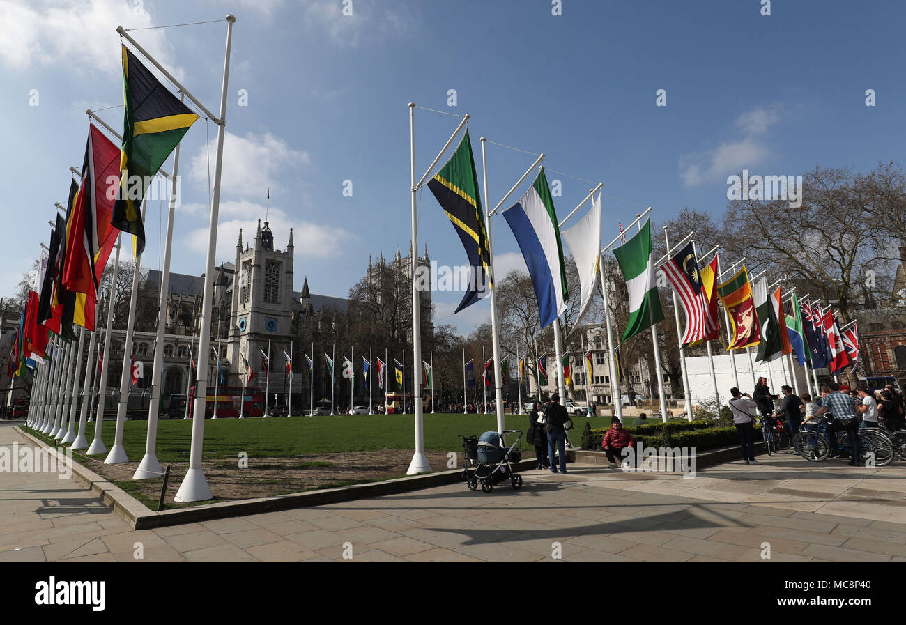 Commonwealth flags parliament square hi-res stock photography and ...