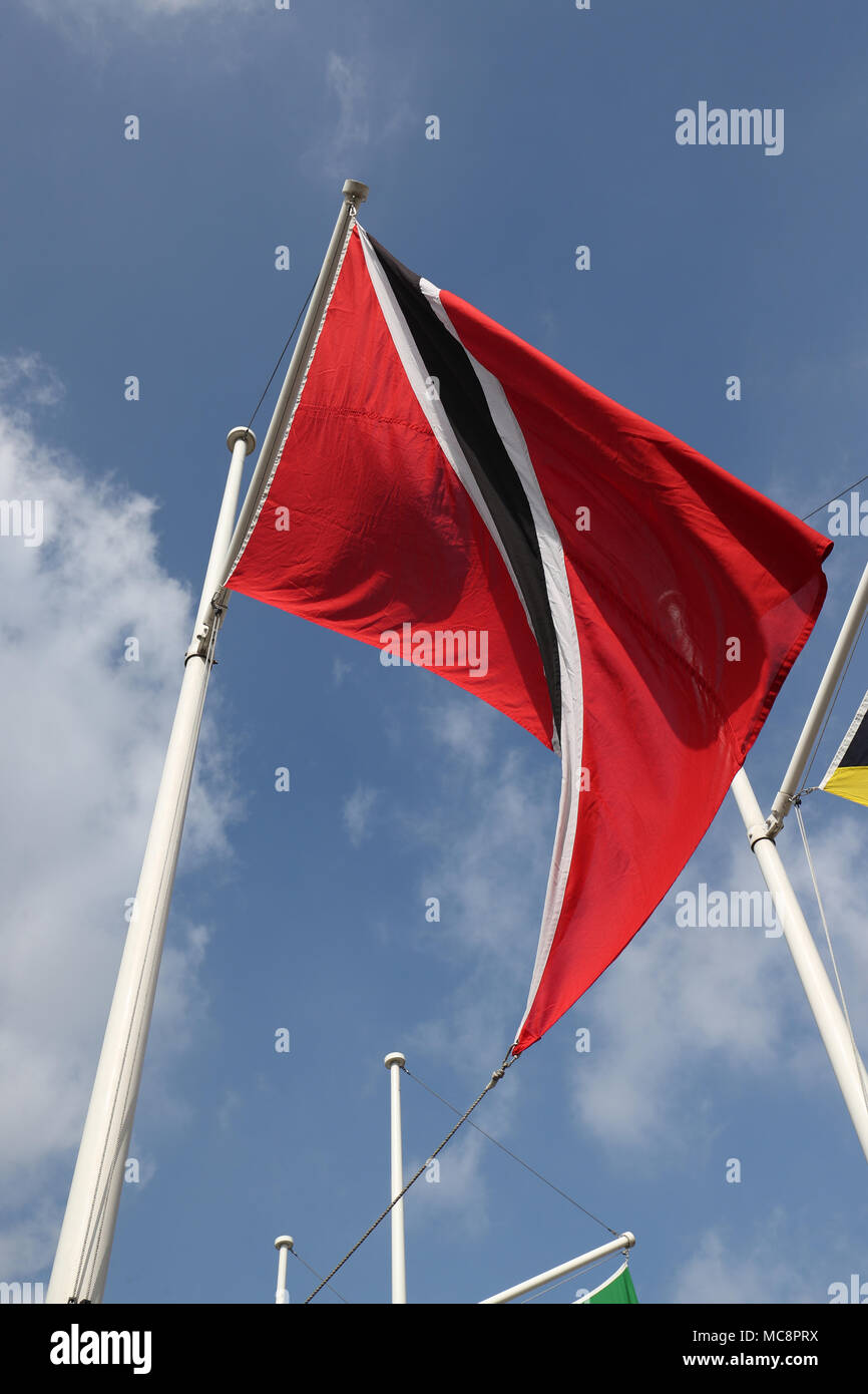 The flag of Trinidad & Tobago flies with other flags from countries of ...