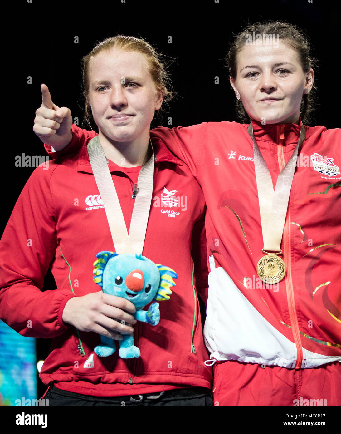 Left to right Wales' Rosie Eccles (silver) v England's Sandy Ryan (gold ...
