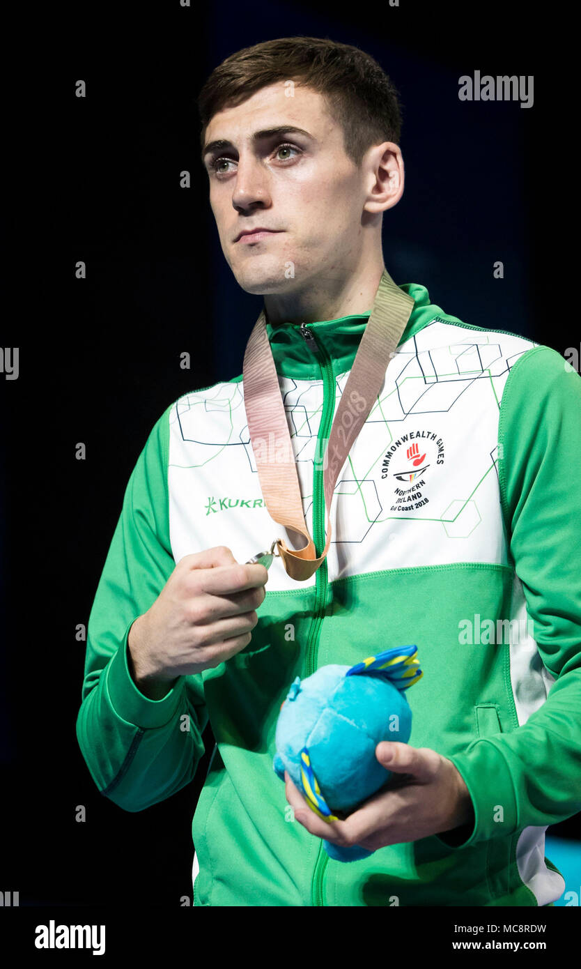 Northern Ireland's Aidan Walsh with his silver medal following the Men ...