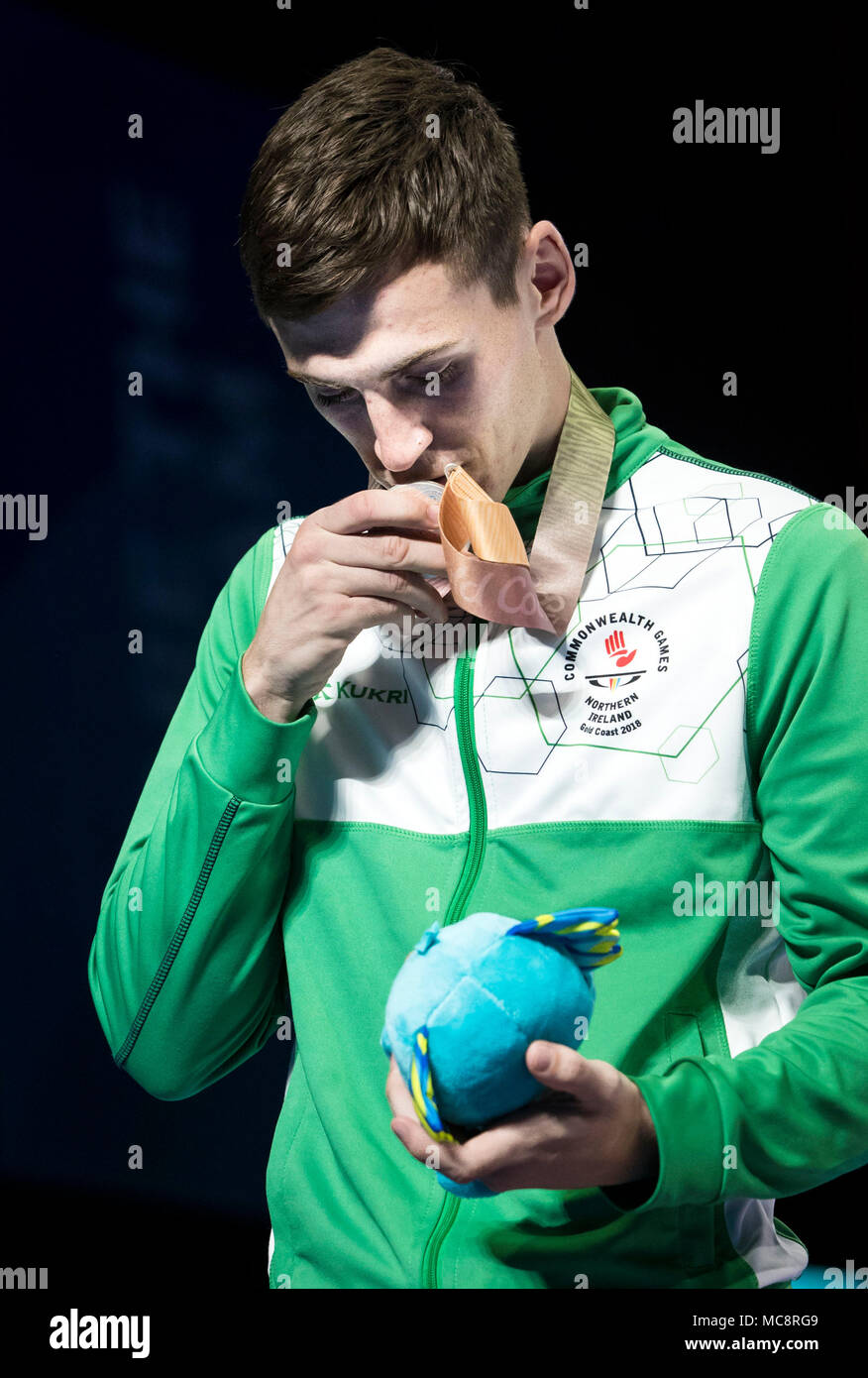 Northern Ireland's Aidan Walsh with his silver medal following the Men ...