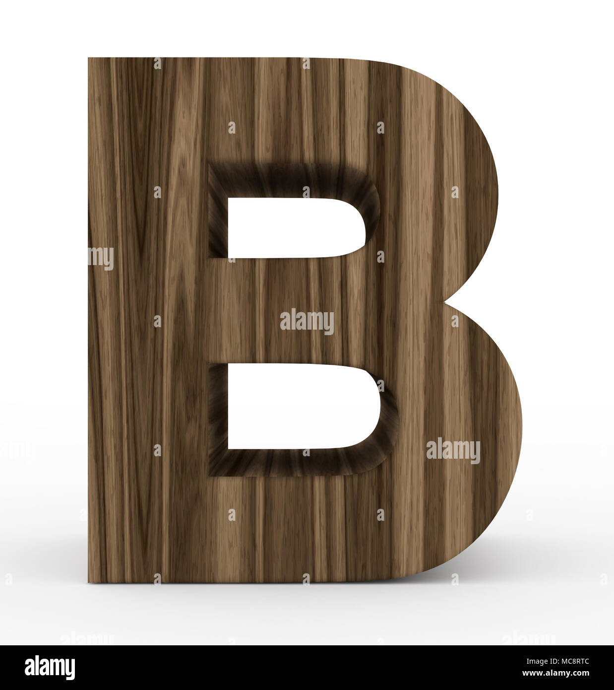 letter B 3d wooden isolated on white - 3d rendering Stock Photo - Alamy