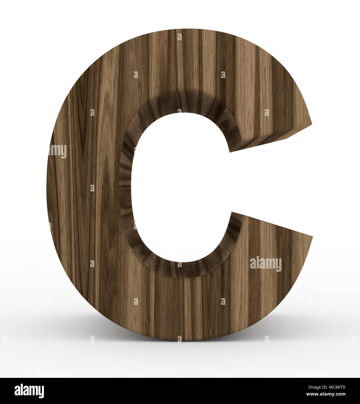 letter C 3d wooden isolated on white - 3d rendering Stock Photo - Alamy