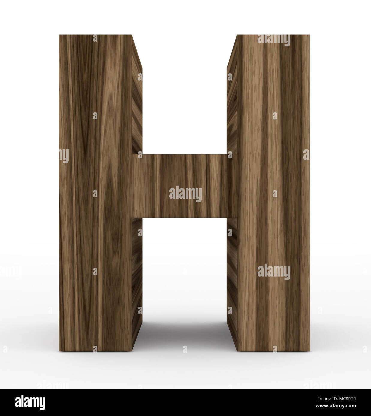 letter H 3d wooden isolated on white - 3d rendering Stock Photo - Alamy