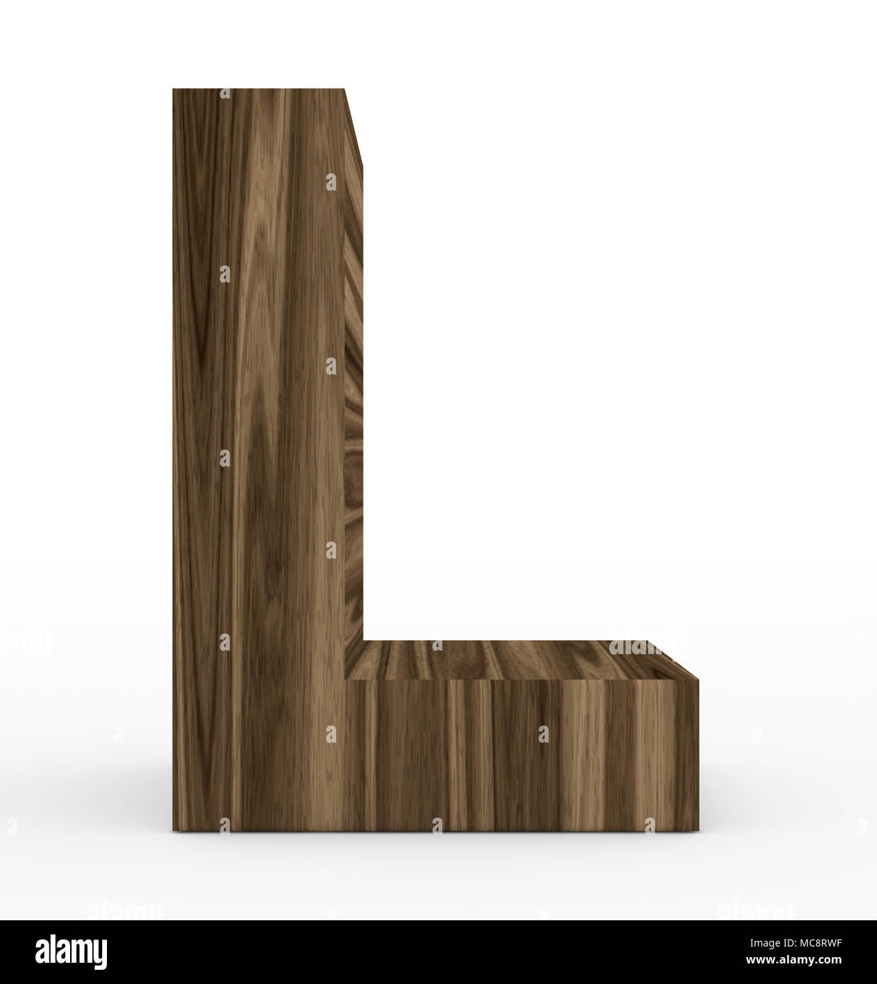 letter L 3d wooden isolated on white - 3d rendering Stock Photo - Alamy